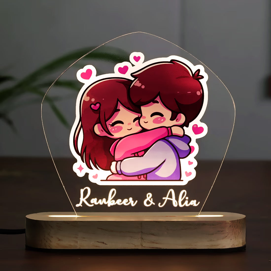 Acrylic Name Lamp with LED Base – Cute Couple – Fashionury